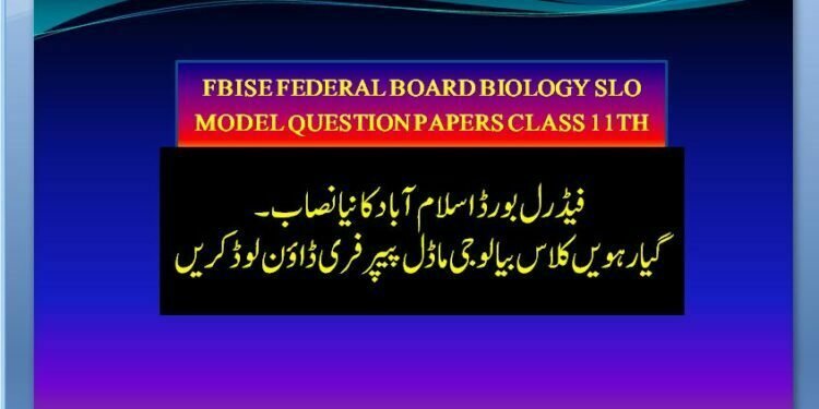 FBISE SLO Based Model Papers 2023 Class 11 SLO based paper-