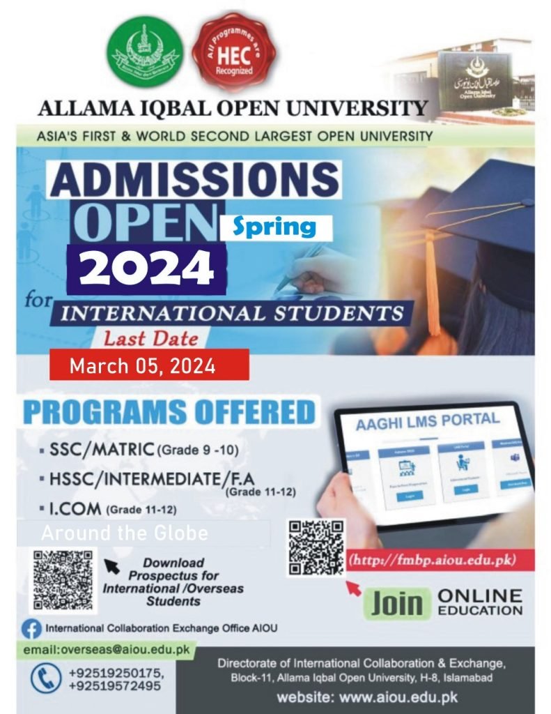 AIOU Admission 2024 Last Date BS, BA, BSC, ADP, MA, BBA Online - IK News